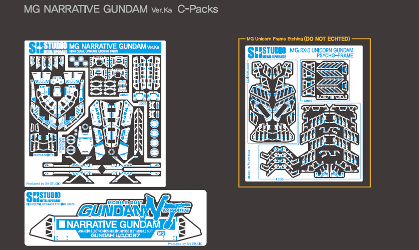 SH STUDIO MG 1/100 Narrative Gundam C-Packs etched metal upgrade kit ...